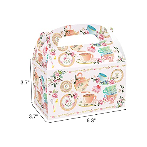 CIEOVO 24 Pack Tea Party Goodie Gift Boxes, Tea Party Paper Gift Boxes Bags for Floral Tea Theme Baby Shower Bridal Shower Engagement Bachelorette Party Supplies Decorations