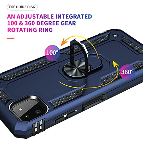 SKTGSLAMY Galaxy A22 5G Case,Samsung A22 5G Case,with Screen Protector,[Military Grade] 16ft. Drop Tested Cover with Magnetic Kickstand Car Mount Protective Case for Samsung Galaxy A22 5G, Blue