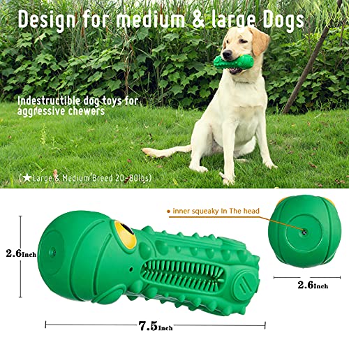 Nakanon Squeaky Dog Toys for Aggressive Chewers, Durable Interactive Dog Chew Toy for Large/Medium Breed, Indestructible Tough Puppy Toys Dogs-Teeth Cleaning Chews, Milk Flavor