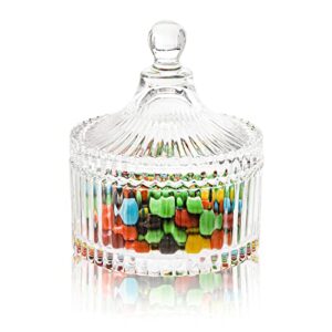 YOUEON Set of 4 Glass Candy Dish with Lid, Crystal Candy Jar, Decorative Candy Bowl, Cookie Jar, Jewelry Dish, Covered Candy Jar, Small Glass Jars for Candy Buffet, Kitchen, Home, Office Desk