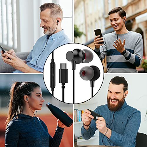 USB C Headphone, COOYA USB Type C Earphones Wired Earbuds Magnetic Bass Noise Canceling in-Ear Headsets with Microphone for iPad 10 Samsung Galaxy S23 Ultra S22 A53 S21 S20 Z Flip Pixel 7 6a 6 Oneplus