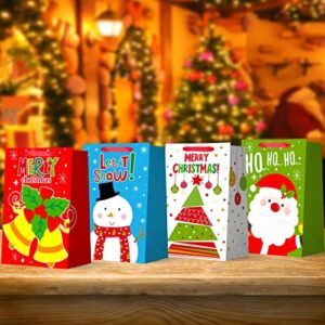 MISS FANTASY Small Christmas Gift bags with Handles Reusable Christmas Goodie Bags for Kids Small Gift Bags Christmas Medium Christmas Gift Bags Bulk for Kids Holiday Xmas