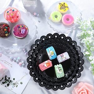 3 Sets of 3-Tier Plastic Cupcake Stand Dessert Plates Mini Cake Fruit Candy Display Tower Reusable Tiered Serving Tray Round Square Pastry Cake Rack Holder Tray for Wedding Birthday (Black)