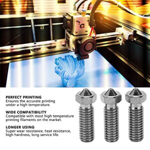 Shanrya Hardened Steel Nozzle, 3Pcs M6 3D Printing Volcano Nozzle, Wear Resistant Nozzles for 3D Printing High Temperature Carbon Fiber Filament 1.75mm(0.4mm)