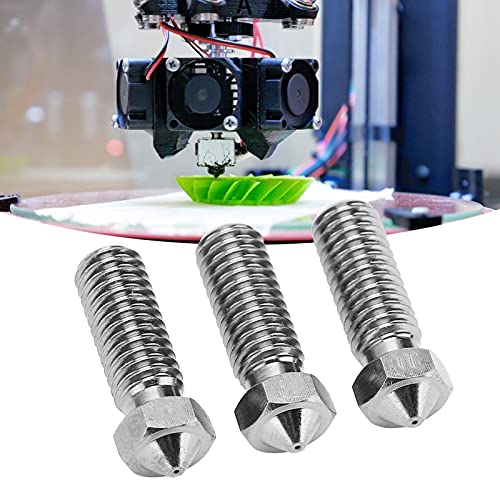 Shanrya Hardened Steel Nozzle, 3Pcs M6 3D Printing Volcano Nozzle, Wear Resistant Nozzles for 3D Printing High Temperature Carbon Fiber Filament 1.75mm(0.4mm)