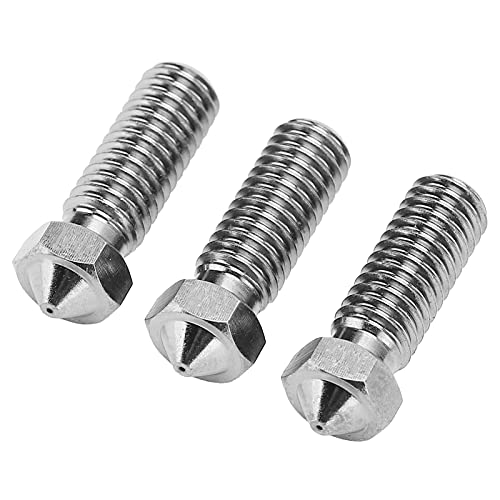 Shanrya Hardened Steel Nozzle, 3Pcs M6 3D Printing Volcano Nozzle, Wear Resistant Nozzles for 3D Printing High Temperature Carbon Fiber Filament 1.75mm(0.4mm)