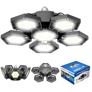 led garage lights, 16000 high lumens 160 watts garage light with 5 garage ceiling lights panels 90°roataion angle 160w 6000k garage light bulb for garage workshop basement warehouse(1pack)