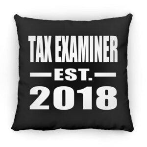 designsify tax examiner established est. 2018, 12 inch throw pillow black decor zipper cover with insert, gifts for birthday anniversary christmas xmas fathers mothers day