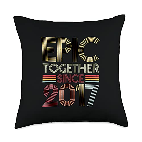 4th Anniversary Gift for Couples Epic Together Since 2017 Couple 4th Marriage Anniversary Throw Pillow, 18x18, Multicolor