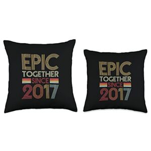 4th Anniversary Gift for Couples Epic Together Since 2017 Couple 4th Marriage Anniversary Throw Pillow, 18x18, Multicolor