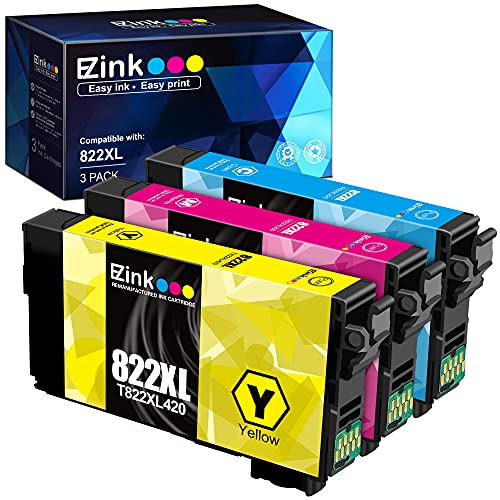 E-Z Ink(TM Remanufactured Ink Cartridge Replacement for Epson 822 822XL T822 High Yield to use with EPSON Workforce Pro WF-3820 WF-4820 WF-4830 WF-4834 (3 Pack)