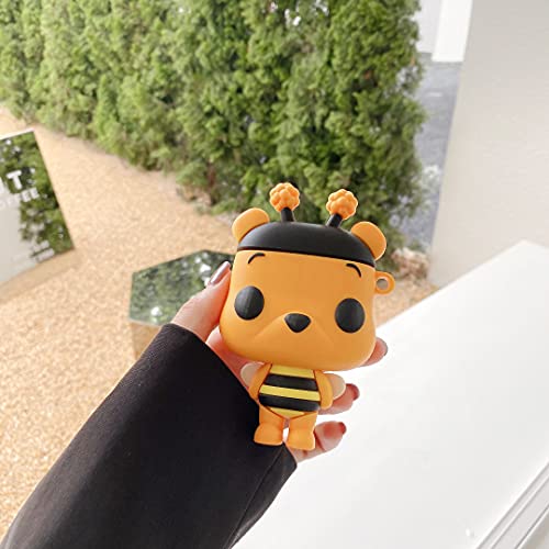 Wifantien 3D Honeybee Case for AirPod 2/1 Case,3D Cute Cartoon Women Girls Kids Stylish Fashion Chic Lovely Kawaii Bee Bear Stand Shape Case with Dust Plug for Airpods 1 & 2 Case(Bee Bear)