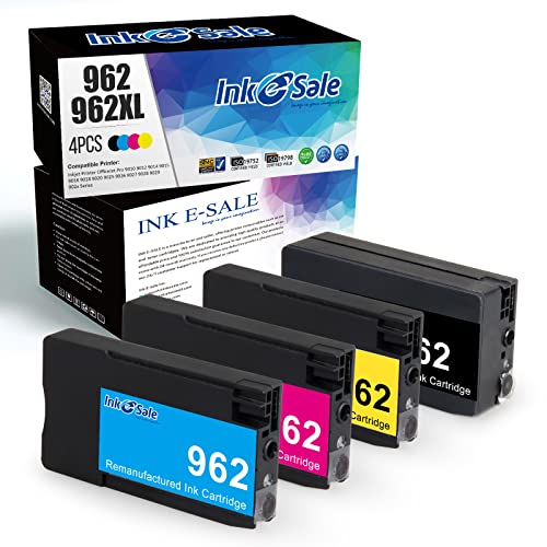 INK E-SALE Remanufactured 962 Ink Cartridge Replacement for HP 962 962XL Ink Cartridge 4-Pack for use with HP OfficeJet Pro 9010 9012 9014 9015 9016 9018 9020 9025 9026 902x Printer