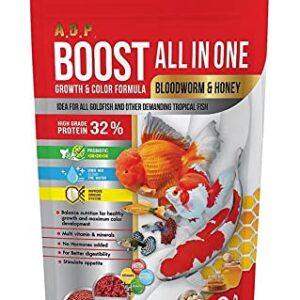 A.D.P. Fish Booster Bloodworm Honey 100 g. Goldfish Food & All Tropical Fish Food Small Floating Pellet Grow Faster & Color Enhancing High Protein 32% Aquarium Baby Fish Newborn Fry Fish Feed Care