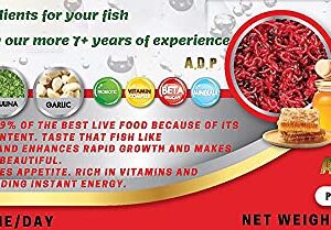 A.D.P. Fish Booster Bloodworm Honey 100 g. Goldfish Food & All Tropical Fish Food Small Floating Pellet Grow Faster & Color Enhancing High Protein 32% Aquarium Baby Fish Newborn Fry Fish Feed Care