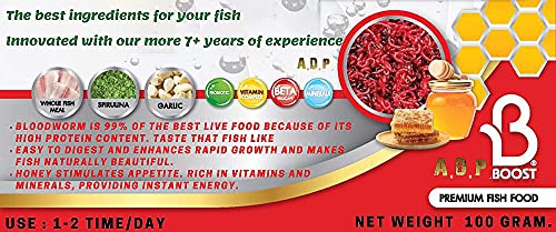 A.D.P. Fish Booster Bloodworm Honey 100 g. Goldfish Food & All Tropical Fish Food Small Floating Pellet Grow Faster & Color Enhancing High Protein 32% Aquarium Baby Fish Newborn Fry Fish Feed Care