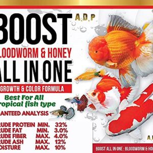 A.D.P. Fish Booster Bloodworm Honey 100 g. Goldfish Food & All Tropical Fish Food Small Floating Pellet Grow Faster & Color Enhancing High Protein 32% Aquarium Baby Fish Newborn Fry Fish Feed Care