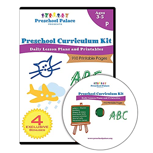 Palace Learning 5 Pack - Preschool Curriculum Kit on CD & ABC Alphabet + Numbers 1-10 + Shapes + Colors Poster Set (LAMINATED, 18” x 24”)