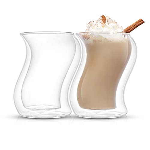 JoyJolt Pivot Double Insulated Tumblers - Set of 2 Exceptional 13.5 oz Iced Coffee Tumbler - Elegant Bar Glasses for Coffee, Tea, or Cold Beverages - 2 x 405 ml Iced Coffee Glasses for Hot Summers