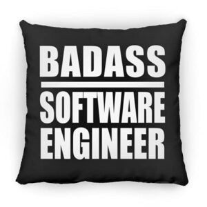 designsify badass software engineer, 12 inch throw pillow black decor zipper cover with insert, gifts for birthday anniversary christmas xmas fathers mothers day