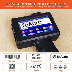 TOAUTO V4 Portable Intelligent Upgraded Handheld Inkjet Printer Gun with 5.6 Inch LED Touch Screen Quick-Drying Inkjet Coding Machine for Code Date Label Industry Design House Usage