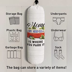 Camping Kitchen Plastic Bag Holder for Garbage Shopping Trash Bags, Where You Park It, Wall Mount Grocery Bag Storage Dispenser Organizer, Gift for Women, Men, Camper, Retirement