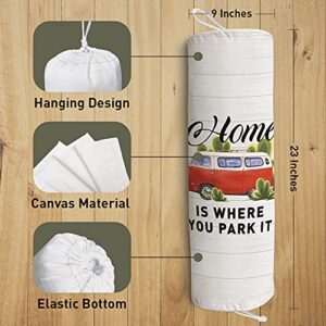 Camping Kitchen Plastic Bag Holder for Garbage Shopping Trash Bags, Where You Park It, Wall Mount Grocery Bag Storage Dispenser Organizer, Gift for Women, Men, Camper, Retirement