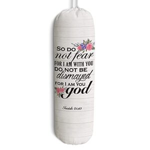 nkbinlili religious kitchen plastic bag holder for garbage shopping trash bags, bible prayer wall mount grocery bag storage dispenser organizer, do not fear, christian gift for women, mother, wife