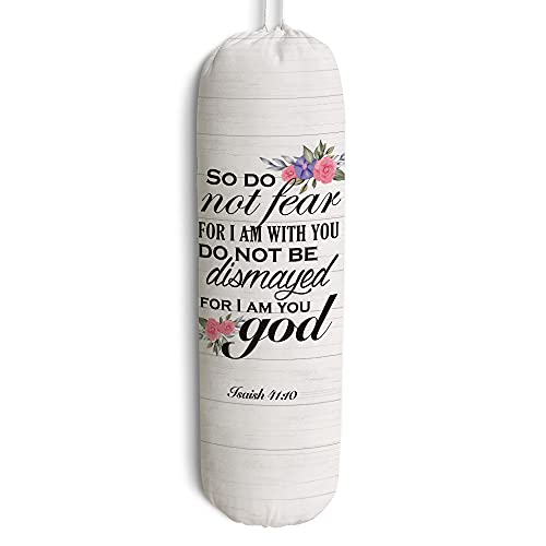 NKBINLILI Religious Kitchen Plastic Bag Holder for Garbage Shopping Trash Bags, Bible Prayer Wall Mount Grocery Bag Storage Dispenser Organizer, Do Not Fear, Christian Gift for Women, Mother, Wife