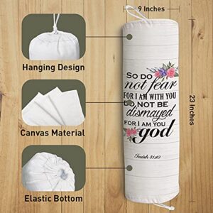 NKBINLILI Religious Kitchen Plastic Bag Holder for Garbage Shopping Trash Bags, Bible Prayer Wall Mount Grocery Bag Storage Dispenser Organizer, Do Not Fear, Christian Gift for Women, Mother, Wife