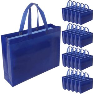 20 pcs large reusable gift bags with handles foldable shopping bags blue christmas gift bag non-woven present bag for birthday party bag, favor bags, goodie bag, bridesmaid gift bag, wedding bags