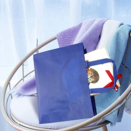 20 PCS Large Reusable Gift Bags with Handles Foldable Shopping Bags Blue Christmas Gift Bag Non-Woven Present Bag for Birthday Party Bag, Favor Bags, Goodie Bag, Bridesmaid Gift Bag, Wedding Bags