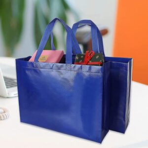 20 PCS Large Reusable Gift Bags with Handles Foldable Shopping Bags Blue Christmas Gift Bag Non-Woven Present Bag for Birthday Party Bag, Favor Bags, Goodie Bag, Bridesmaid Gift Bag, Wedding Bags