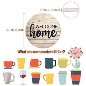 Adorever Coasters for Drinks Absorbent with Holder, 6 Pcs Ceramic Drink Coasters Farmhouse Coasters, Rustic Coasters for Coffee Table Tabletop Protection, Housewarming Gift New Home Decor