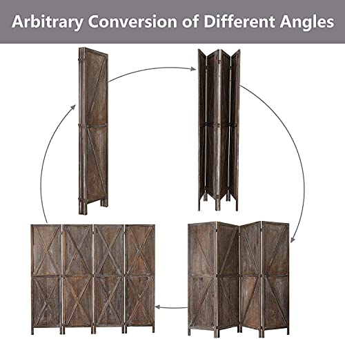 Room Divider Screen Outdoor Privacy Screens - Folding Partition Room Dividers 6ft Tall Portable Freestanding Privacy Screen W-Shaped Design for Home Office, 4 Panels