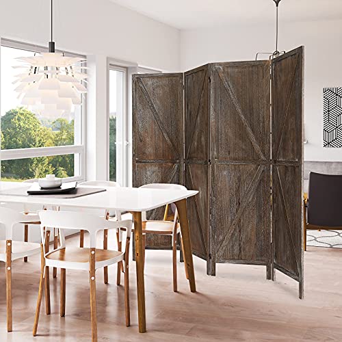 Room Divider Screen Outdoor Privacy Screens - Folding Partition Room Dividers 6ft Tall Portable Freestanding Privacy Screen W-Shaped Design for Home Office, 4 Panels