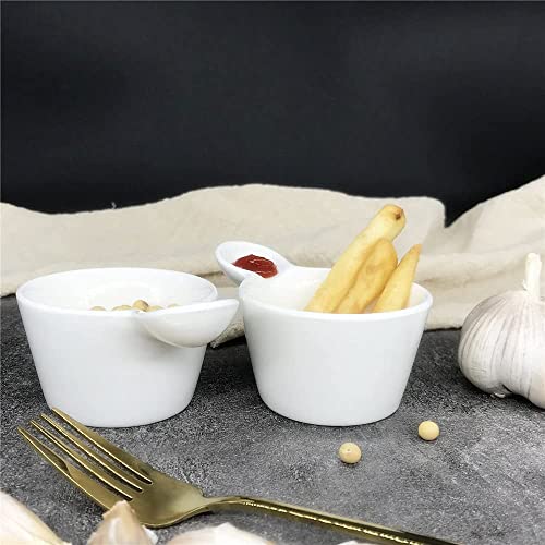 NC 3 Oz porcelain Dip Bowls with Handle, Ketchup Sauce Dish, Ceramic Dipping Bowl Set, Serving Bowls for Side Dishes,Set of 6