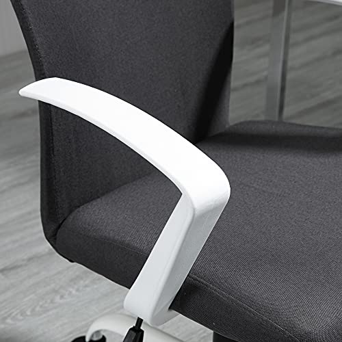 Vinsetto Mid Back Home Office Chair with Adjustable Height, High Armrests and Rocking Function, Dark Grey/White