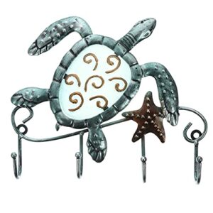 garneck rustic iron wall hooks key rack holder metal sea turtle wall sculpture nautical coastal wall hanger robe hooks clothes hat coat towel hooks for bedroom bathroom kitchen