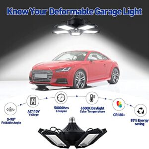 6 Pack LED Garage Lights,160W Deformable Garage Lights 16000Lumens Adjustable LED Garage Lighting,E26 Super Bright LED Garage Light 6000k Nature Light for Garage,Office,Warehouse