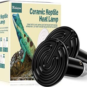 Makmzoon 2-Pack Ceramic Heat Emitter,100W Reptile Heat Lamp Bulb,Reptile Heat Lamp Ceramic Heater for Reptile,Brooder Chicken Coop Chameleon Turtle Birds Snakes