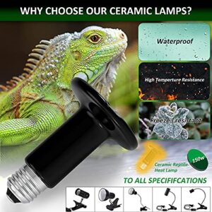 Makmzoon 2-Pack Ceramic Heat Emitter,100W Reptile Heat Lamp Bulb,Reptile Heat Lamp Ceramic Heater for Reptile,Brooder Chicken Coop Chameleon Turtle Birds Snakes