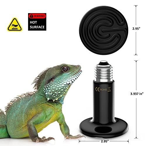 Makmzoon 2-Pack Ceramic Heat Emitter,100W Reptile Heat Lamp Bulb,Reptile Heat Lamp Ceramic Heater for Reptile,Brooder Chicken Coop Chameleon Turtle Birds Snakes