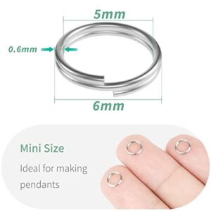 Uniclife 6 mm Metal Split Jump Rings Double Loops 500 PCS Mini Ring Connectors for Jewelry Necklaces Bracelet Earrings and Crafts Ornament