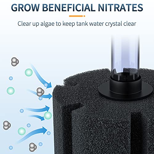 Pawfly Aquarium Large Bio Sponge Filter Quiet Betta Fry Shrimp and Small Fish Foam Filter for Fish Tank up to 60 Gallon