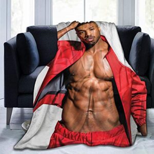 michael b. jordan eric stevens soft and comfortable warm fleece blanket for sofa,office bed car camp couch cozy plush throw blankets beach blankets (50"x40")