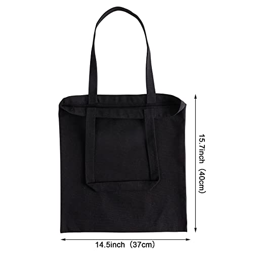 Canvas Tote Bag. 6|12|16 Bags Thickening Series of Grocery Blank Canvas Bags Suitable for DIY gifts, Heavy Duty, Promotions, Black, 12-Pack