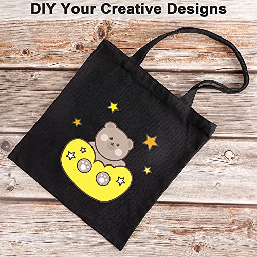 Canvas Tote Bag. 6|12|16 Bags Thickening Series of Grocery Blank Canvas Bags Suitable for DIY gifts, Heavy Duty, Promotions, Black, 12-Pack