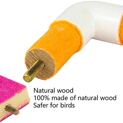 4 PCS Bird Perch Stand Toy, Wood Parrot Perch Stand Platform Paw Grinding Stick, Cage Accessories Exercise Toys Budgies Parakeet Cockatiel Conure Hamster Gerbil Rat Mouse