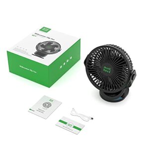 Minthouz Clip on Fan, 4000mAh Portable Fan Rechargeable Battery Operated Fan, Upgraded Quieter & Stronger Wind Personal Fan, 4 Speeds Desk Fan with Clamp,Mini Fan for Baby Stroller Bedroom Home Office